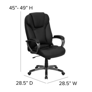 Flash Furniture High Back Black LeatherSoft Executive Swivel Office Chair with Titanium Nylon Base and Arms