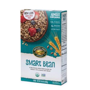 nature's path organic smart bran cereal, 10.6 ounce (pack of 6), non-gmo, 17g fiber, 4g protein