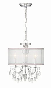 hampton 3 light polished chrome clear crystal drum shade mini chandelier