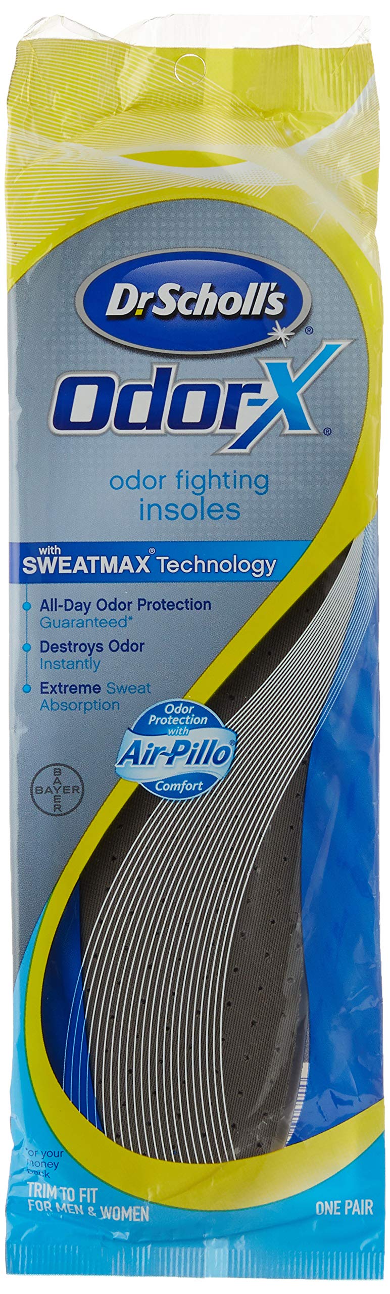 Dr. Scholl's Odor-X Odor Fighting Insoles, 1-Pair Packages (Pack of 4)