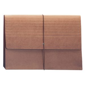 smead expanding file wallet, flap and cord closure, 5-1/4" expansion, extra wide legal size, redrope, 10 per box (71189)