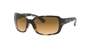 ray-ban women's rb4068 square sunglasses, light havana/clear gradient brown, 60 mm