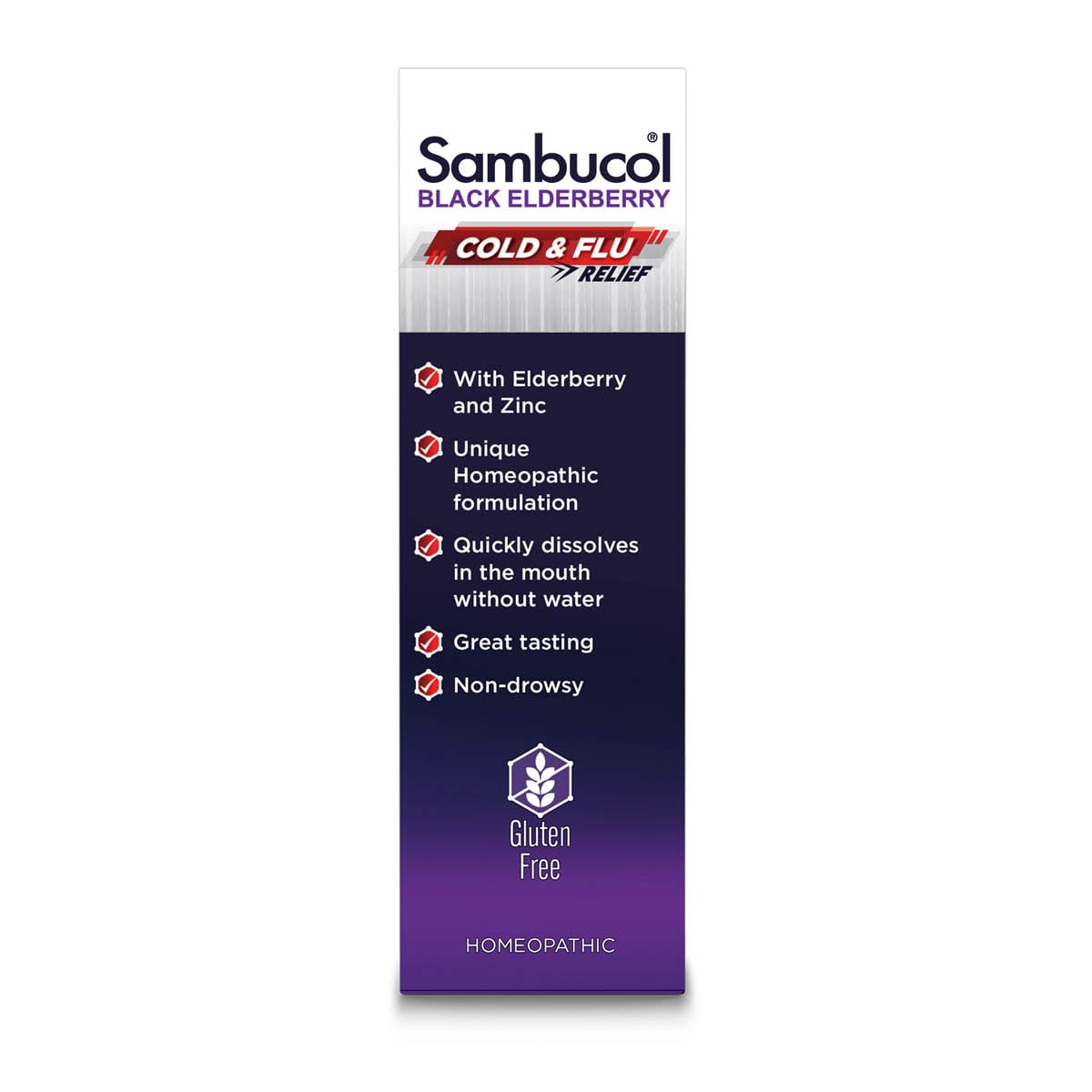 Sambucol Cold and Flu Relief Tablets - Homeopathic Cold Medicine, Cold Remedy for Adults, Black Elderberry for Colds, Zinc Cold Remedy - 30 Count