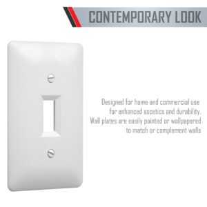 TayMac 4000W Paintable Single Toggle Light Wall Plate Cover, White, 1-Gang