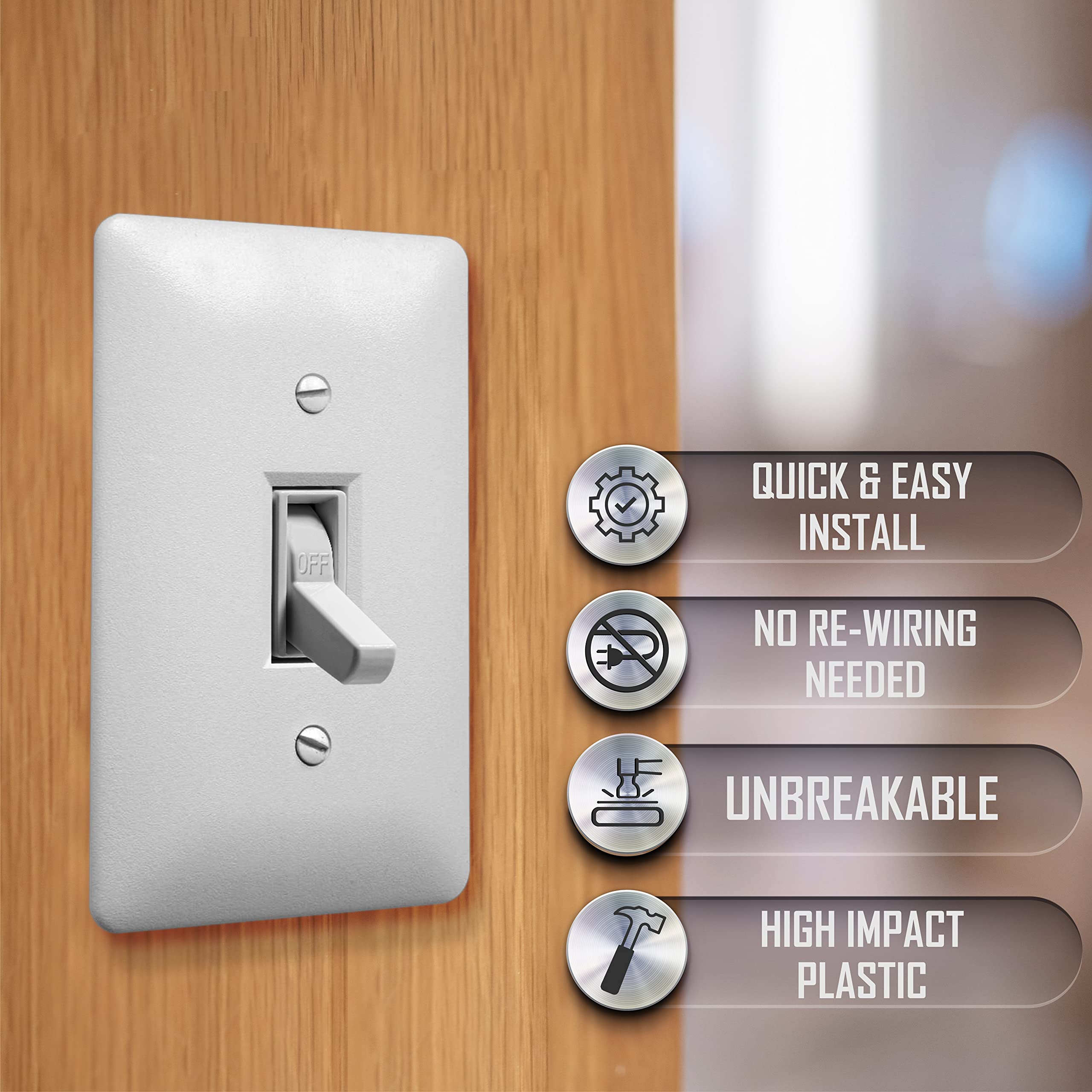 TayMac 4000W Paintable Single Toggle Light Wall Plate Cover, White, 1-Gang