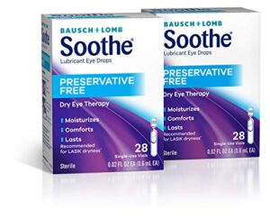 eye drops by bausch & lomb, lubricant relief for dry eyes, preservative free, single use dispensers, 0.6 ml, 28 count (pack of 2)