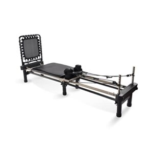 stamina aeropilates premier studio reformer workout machine for strength and fitness training with cardio rebounder and foldable frame, black