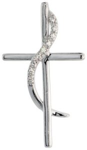 sterling silver jeweled methodist cross pendant, w/cubic zirconia stones, 1 5/8 inch (41 mm)