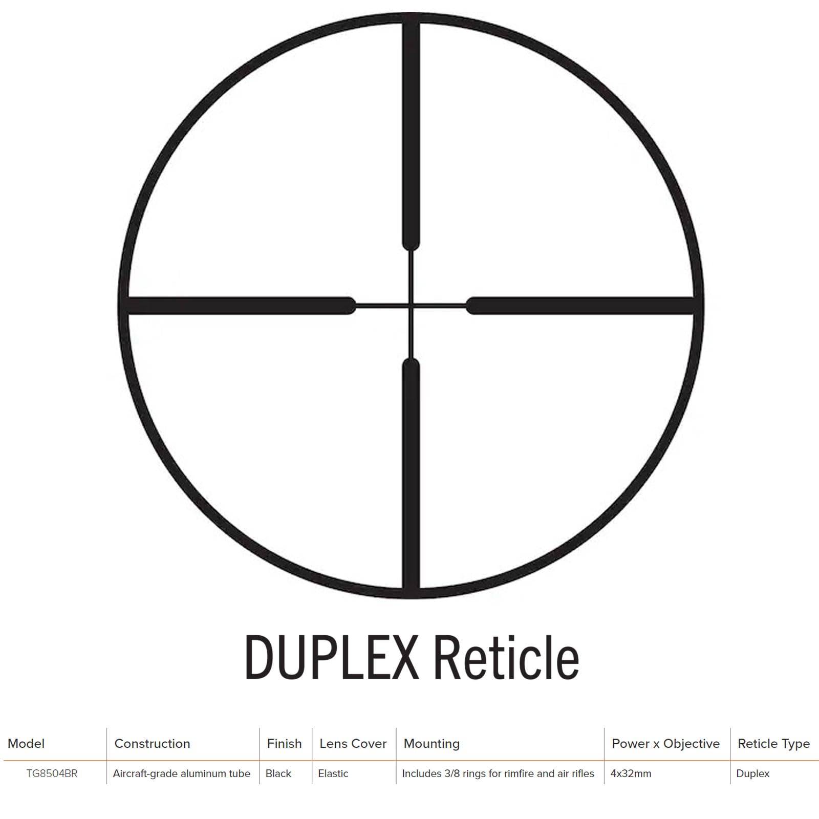 TRUGLO Compact 4x32mm Duplex Reticle Black Riflescope (TG8504BR)