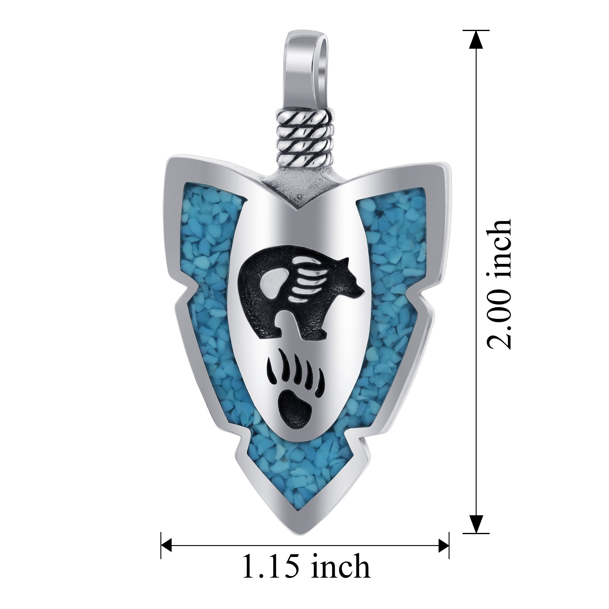 Arrowhead Turquoise Gemstone Bear Claw Southwestern Style 925 Sterling Silver Pendant for Women