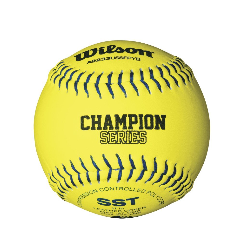 WILSON Sporting Goods USSSA Series Leather Softball (1 Dozen), Optic Yellow, 11-Inch,WTA9233BUSSFPYB