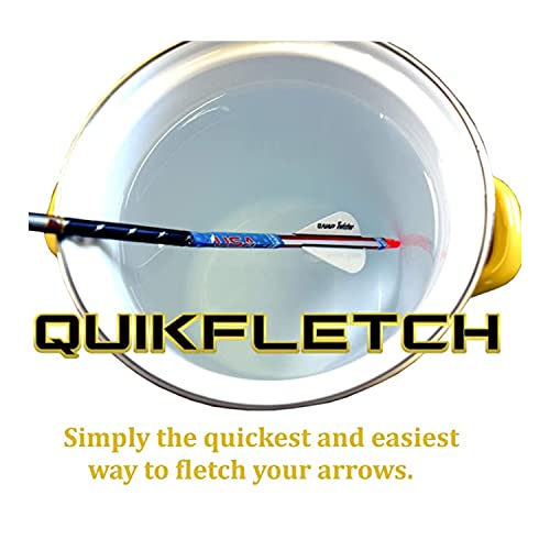 New Archery Products Quikfletch Quikspin 2" 3-Vane Stabilizing Fletching - White Tube, Yellow/White Vanes