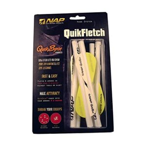 New Archery Products Quikfletch Quikspin 2" 3-Vane Stabilizing Fletching - White Tube, Yellow/White Vanes