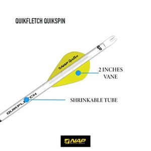 New Archery Products Quikfletch Quikspin 2" 3-Vane Stabilizing Fletching - White Tube, Yellow/White Vanes