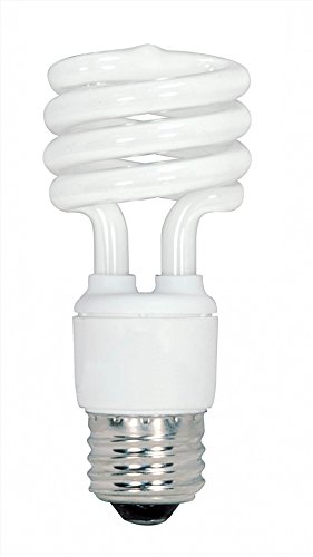 Satco S6235 13-Watt Medium Base T2 Mini Spiral, 2700K, 120V, Equivalent to 60-Watt Incandescent Lamp for Enclosed Fixtures