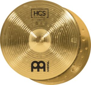 meinl 14” hihat (hi hat) cymbal pair – hcs traditional finish brass for drum set, made in germany, 2-year warranty (hcs14h)