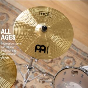 Meinl 16” Crash Cymbal – HCS Traditional Finish Brass for Drum Set, Made In Germany, 2-YEAR WARRANTY (HCS16C)