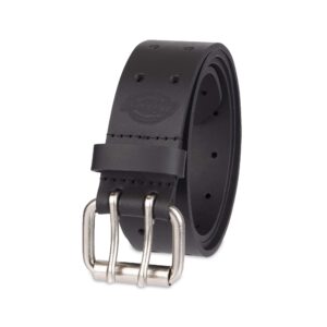 dickies men's leather double prong belt, black, 38