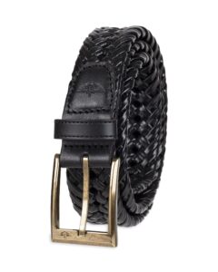 dockers men's leather braided casual and dress belt,black glazed,38