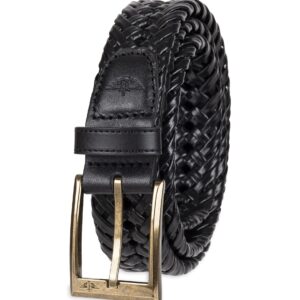 Dockers Men's Leather Braided Casual and Dress Belt,Black Glazed,38