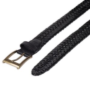 Dockers Men's Leather Braided Casual and Dress Belt,Black Glazed,38