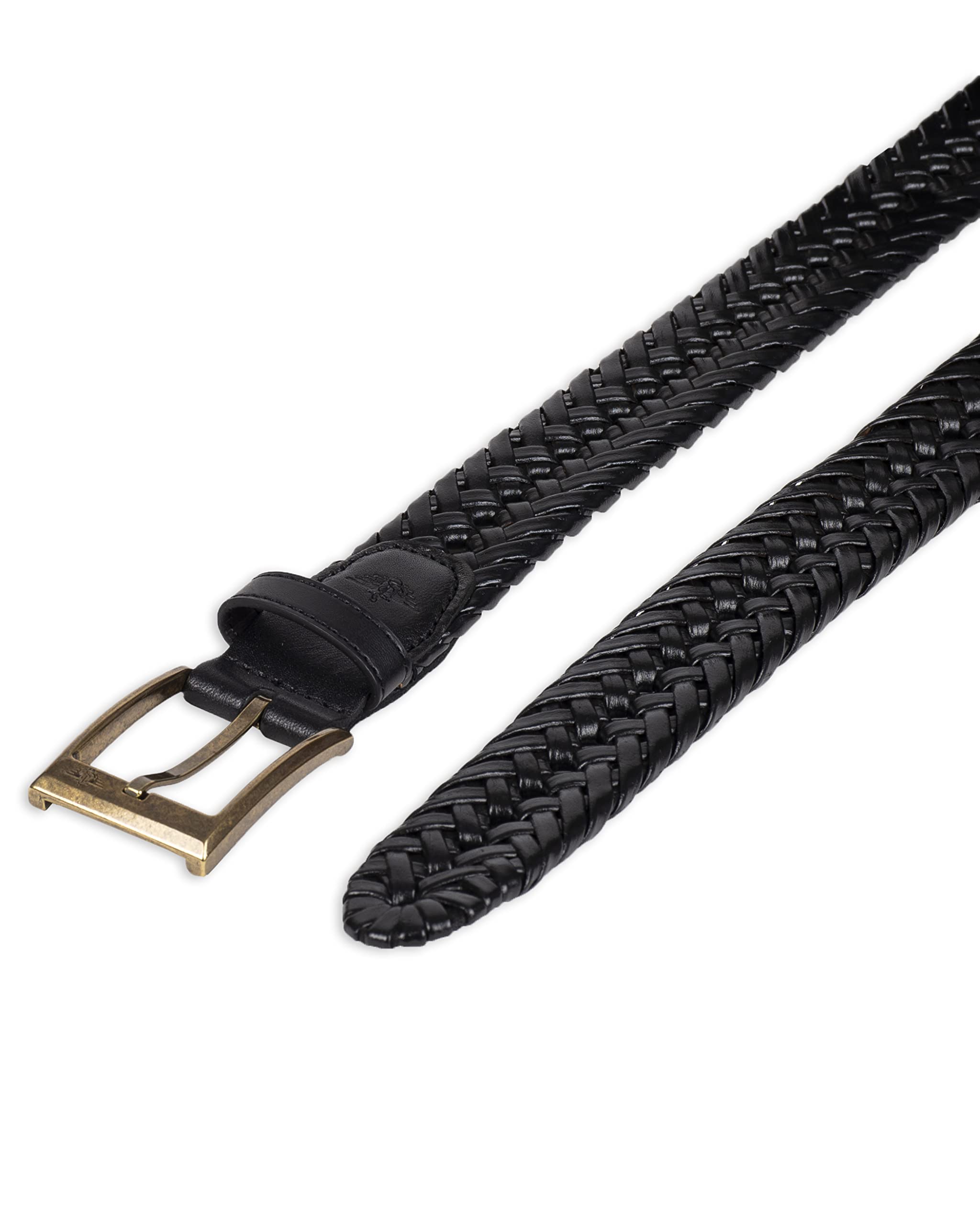 Dockers Men's Leather Braided Casual and Dress Belt,Black Glazed,38