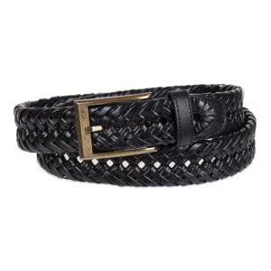 Dockers Men's Leather Braided Casual and Dress Belt,Black Glazed,38