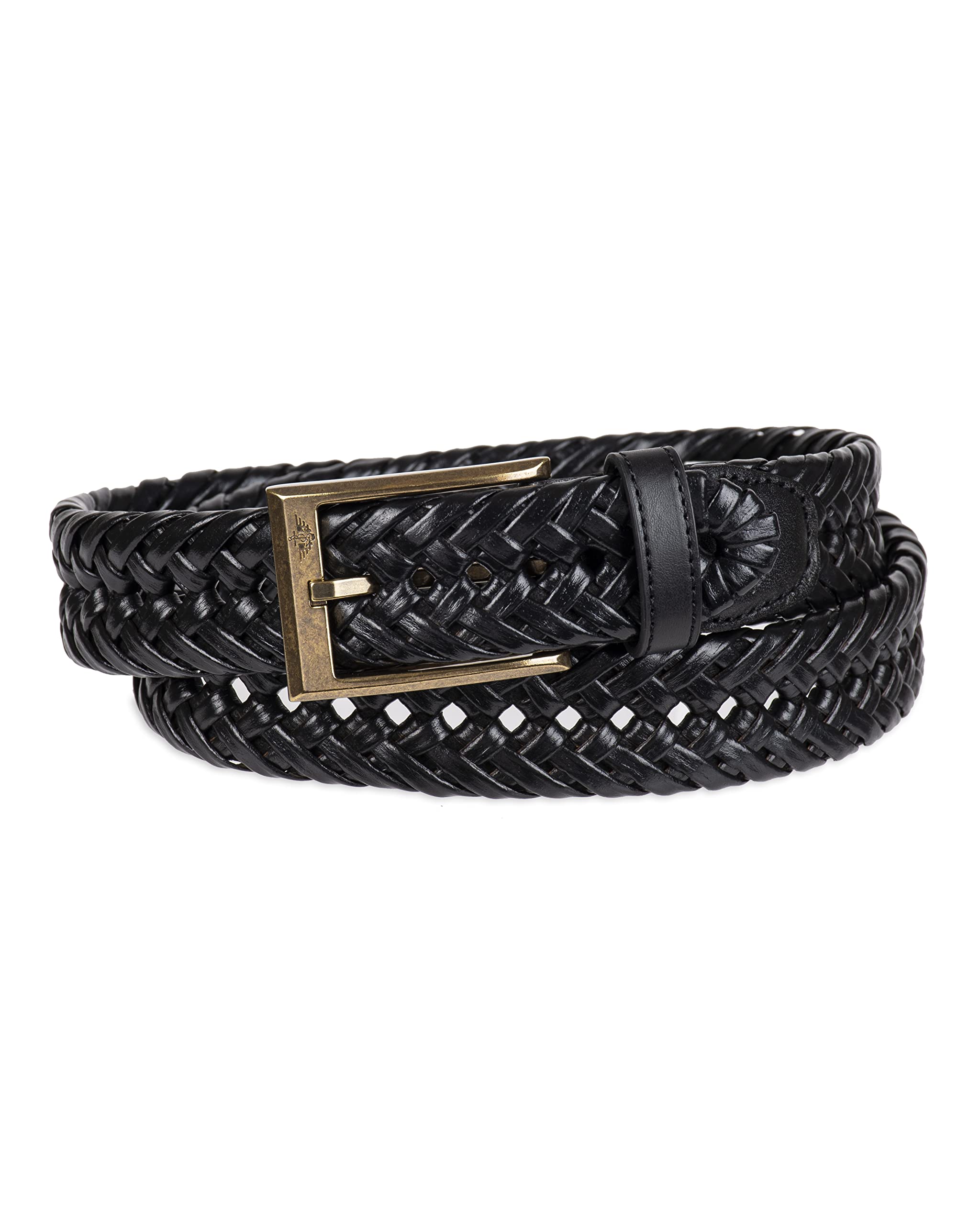 Dockers Men's Leather Braided Casual and Dress Belt,Black Glazed,38