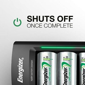 Energizer Rechargeable Battery Charger for C Cell, D Cell, AA, AAA, and 9V Rechargeable Batteries