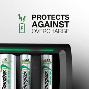 Energizer Rechargeable Battery Charger for C Cell, D Cell, AA, AAA, and 9V Rechargeable Batteries