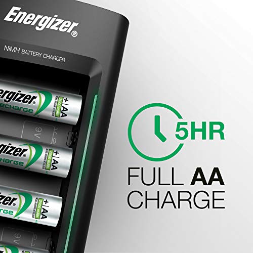 Energizer Rechargeable Battery Charger for C Cell, D Cell, AA, AAA, and 9V Rechargeable Batteries