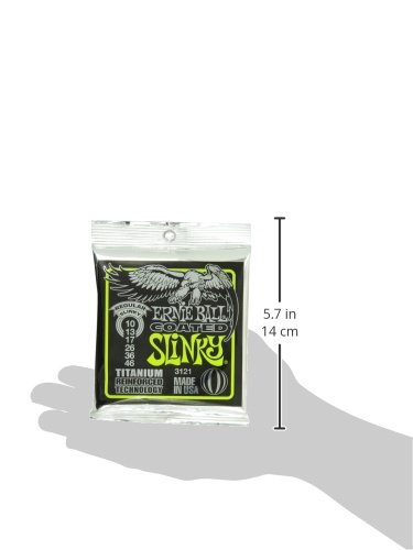 Ernie Ball Regular Slinky Coated Titanium Electric Guitar Strings, 10-46 Gauge (P03121)