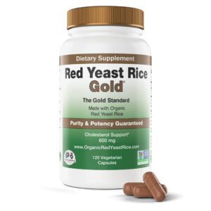 red yeast rice gold, made with 600 mg organic red yeast rice - ip6 international - 120 vegetarian capsules