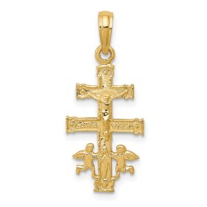 findingking 14k yellow gold caravaca cross pendant charm jewelry