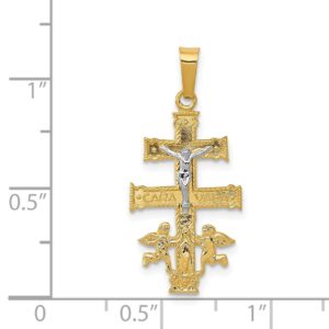 FindingKing 14K Two Tone Gold Caravaca Cross Pendant Charm