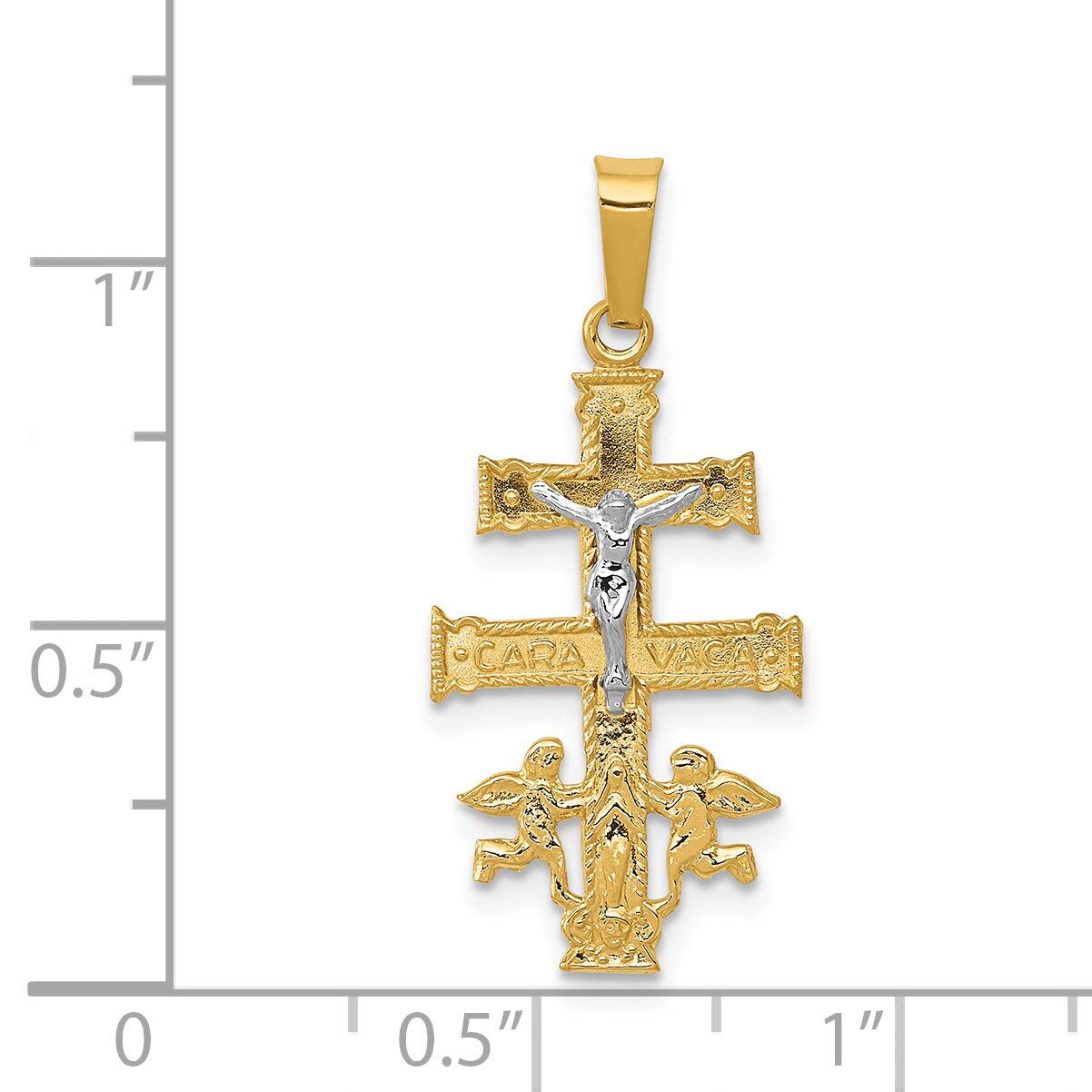 FindingKing 14K Two Tone Gold Caravaca Cross Pendant Charm