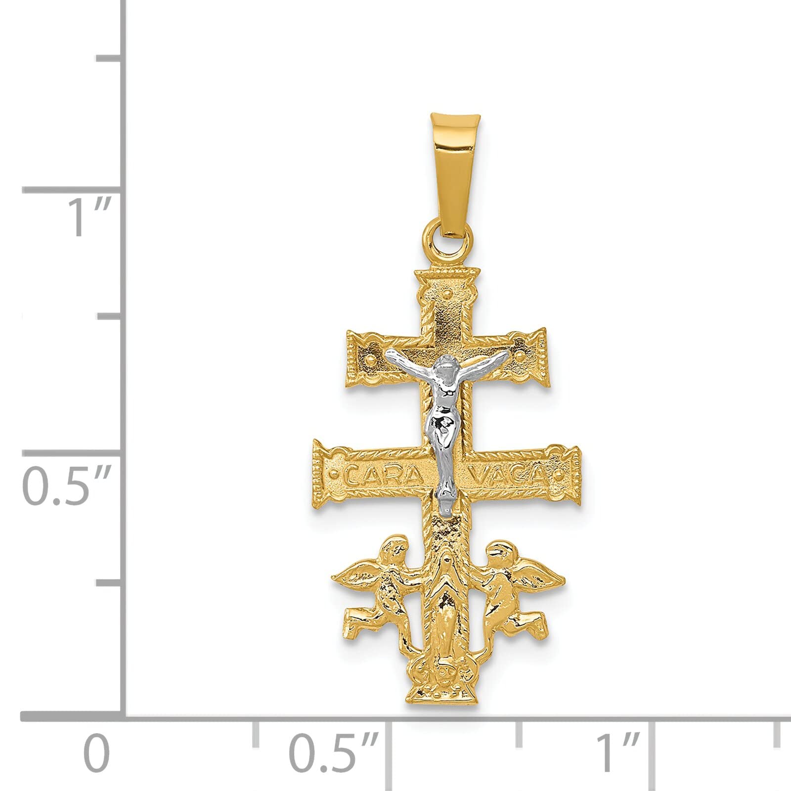 FindingKing 14K Two Tone Gold Caravaca Cross Pendant Charm