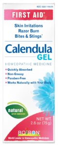 boiron calendula gel, 2.6-ounce tubes (pack of 3), homeopathic medicine for skin irritation and burns