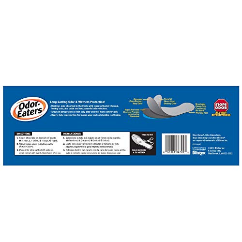 Odor-Eaters Ultra Durable, Heavy Duty Cushioning Insoles, 1 pair (Pack of 4)