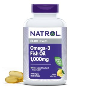 natrol, omega-3 fish oil softgels, heart health dietary supplement, 1000 mg, 150 count