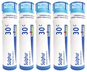 boiron sulphur 30c (pack of 5 80-pellet tubes), homeopathic medicine for skin rash