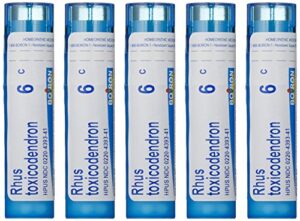 boiron rhus toxicodendron 6c, 5-pack of 80 pellet tubes, homeopathic medicine for joint pain,