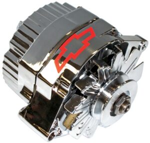 proform alternator, 80 amp, 12v, internal regulator, single v-belt pulley, gm logo, chrome, gm, each (141-659)