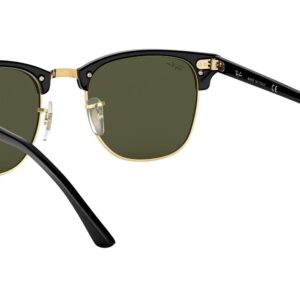 Ray-Ban RB3016 Clubmaster Square Sunglasses, Black On Gold/G-15 Green, 49 mm