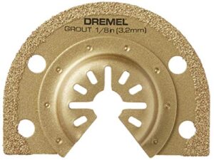 dremel mm500 1/8-inch oscillating multitool blade for grout removal, fast cutting carbide accessory - universal quick- fit interface fits bosch, makita, milwaukee, and rockwell , gold