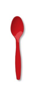 creative converting 50-count touch of color premium plastic spoons, classic red