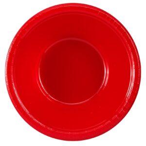 creative converting touch of color plastic bowls party supplies, 12oz, classic red