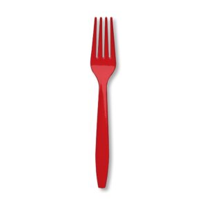 creative converting touch of color premium 24 count plastic forks, classic red