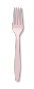 creative converting 50-count touch of color premium plastic forks, classic pink -