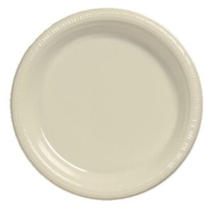 creative converting touch of color 20 count plastic lunch plates, ivory